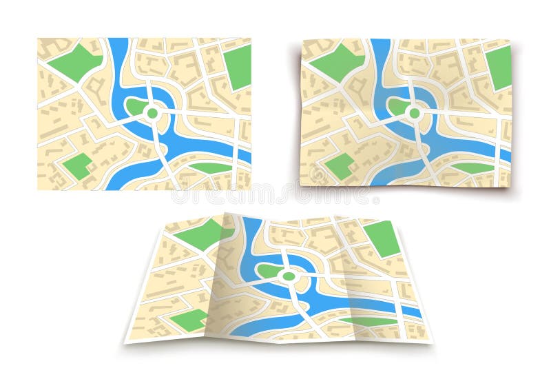 Mapas de papel ajustados ilustração do vetor. Ilustração de posicionar ...