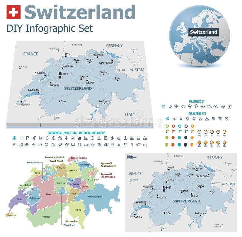 El Mapa Detallado De Suiza Con Las Regiones O Estados Y Ciudades ...