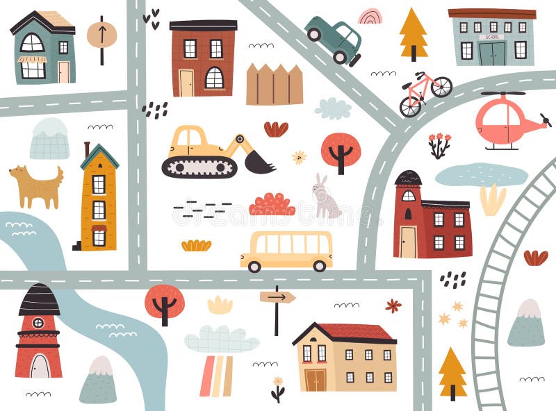Kids Map Traffic Stock Illustrations – 289 Kids Map Traffic Stock ...