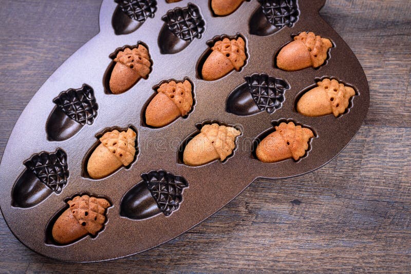 Maple Acorn Cakelets, Acorn Shape Cookies in a Baking Pan, Mold ...