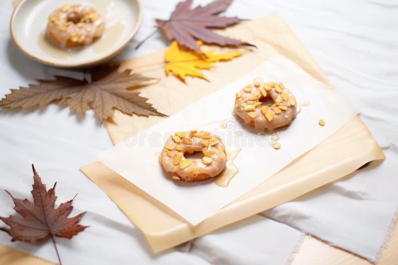 Maple Bar Donuts on Parchment Paper Stock Photo - Image of donuts ...