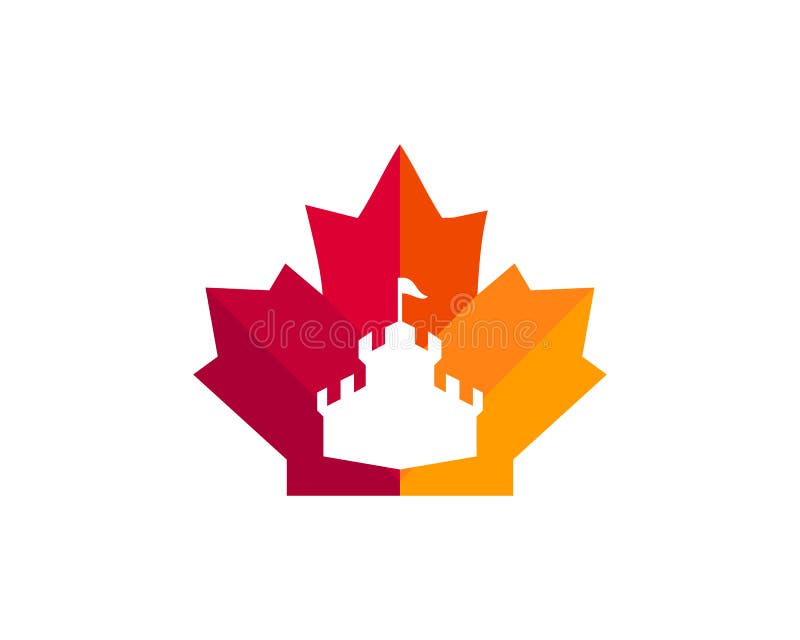 Maple Castle Logo Design. Canadian Red Maple Leaf with Castle Concept ...