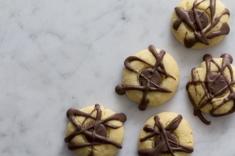 Maple Cookies with Chocolate on Marble Top Stock Image - Image of wood ...