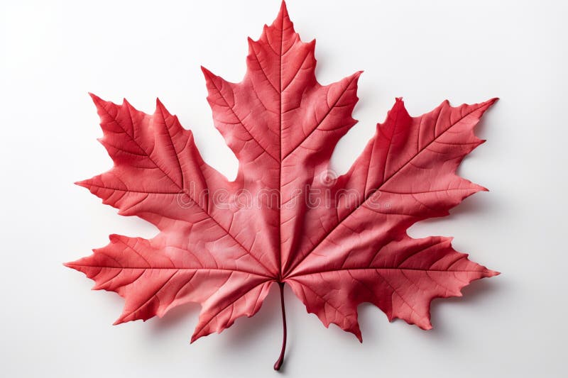 Maple Elegance Red Maple Leaf Stands Out on White Background Stock ...