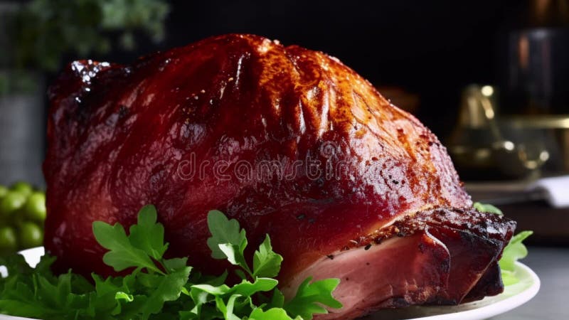 Maple-glazed Ham with a Crispy Caramelized Crust, Generativ Ai Stock ...