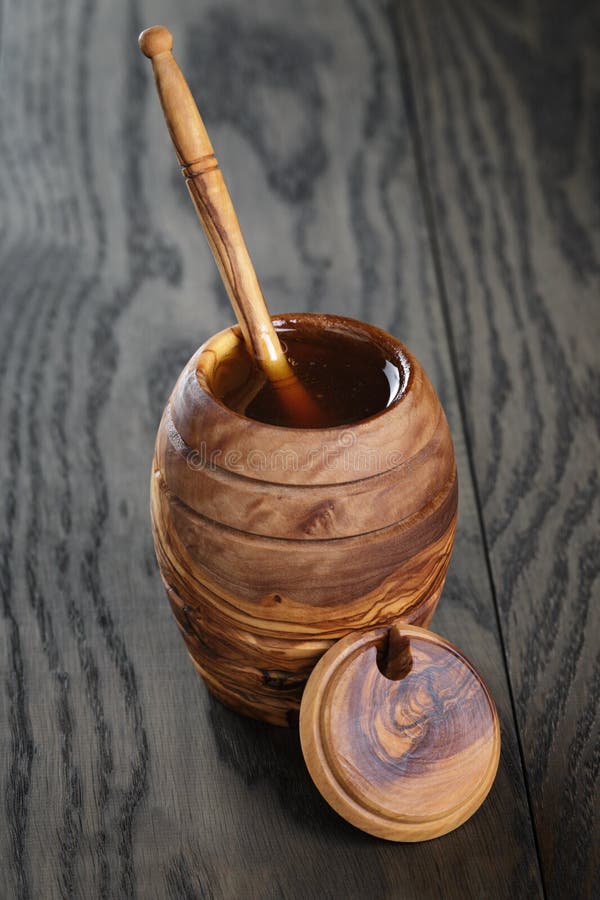 Maple Honey in Pot with Dipper Stock Photo - Image of product, stick ...