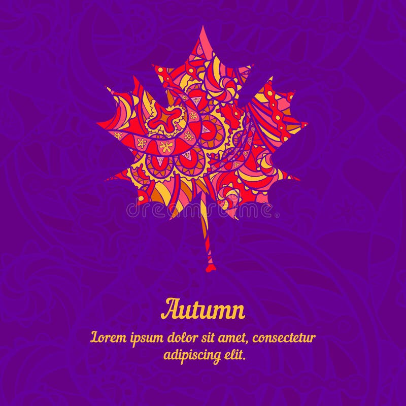 Maple Leaf with Abstract Pattern for Autumn Design. Stock Illustration ...