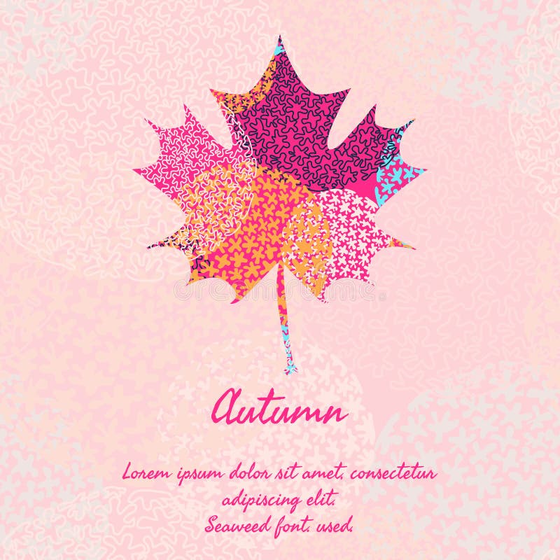Maple Leaf With Abstract Pattern For Autumn Design Stock Vector ...