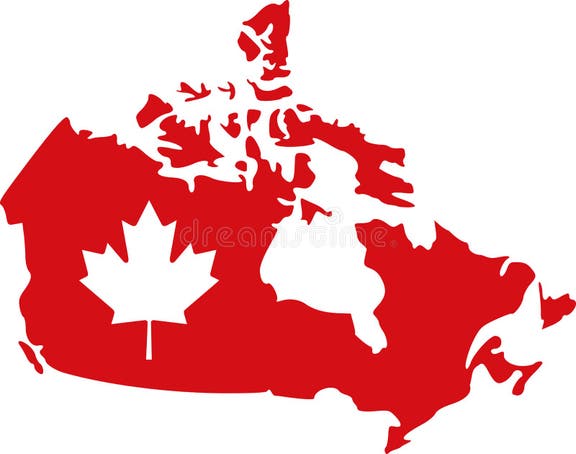 Maple leaf in canada map stock illustration. Illustration of flag ...