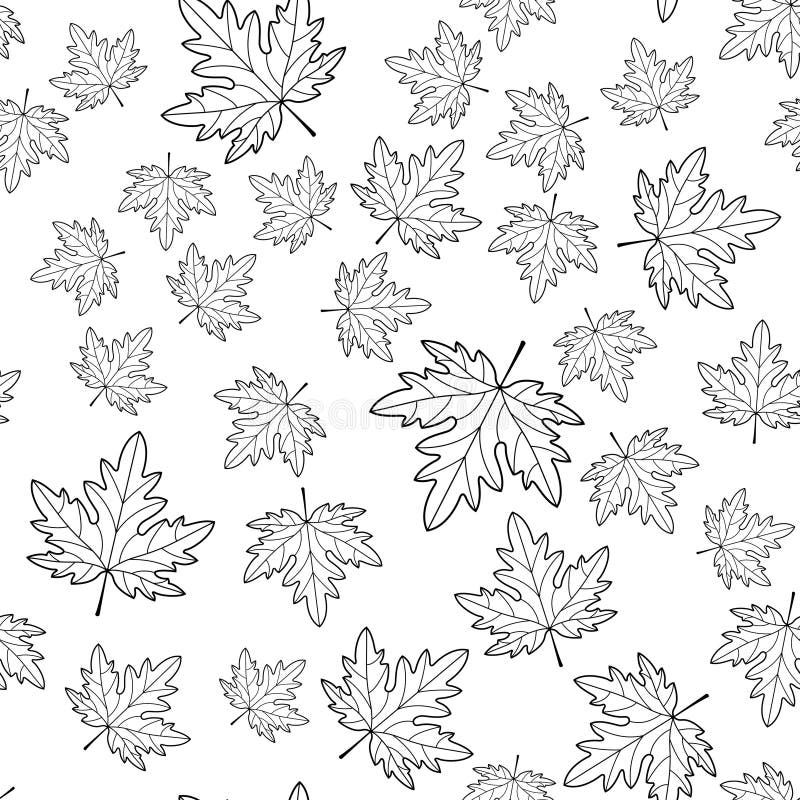 Maple Leaf Contour Seamless Pattern Stock Vector - Illustration of vein ...
