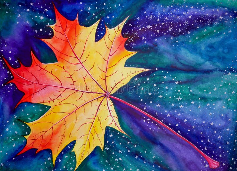Maple Leaf on a Cosmic Background Stock Image - Image of border, form ...