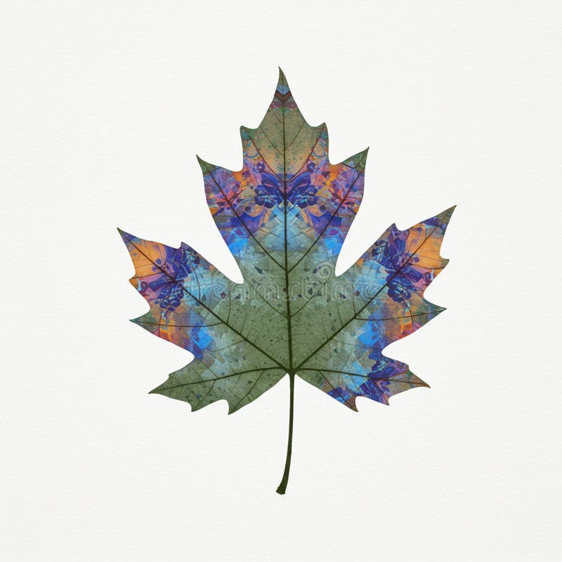A Maple Leaf with Digitally Enhanced Patterns Covering Its Surface. the ...