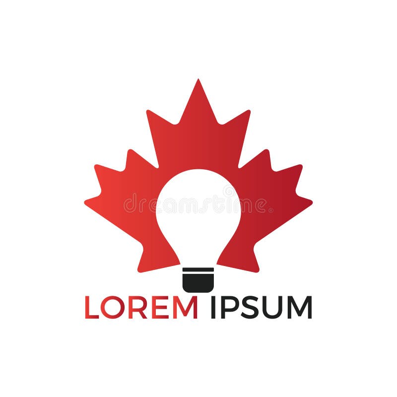 Light Bulb with Maple Leaf Logo Design. Stock Vector - Illustration of ...