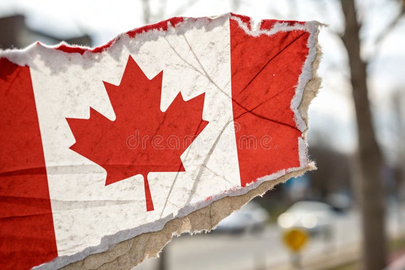 The Maple Leaf Flag of Canada on Torn Paper Stock Illustration ...