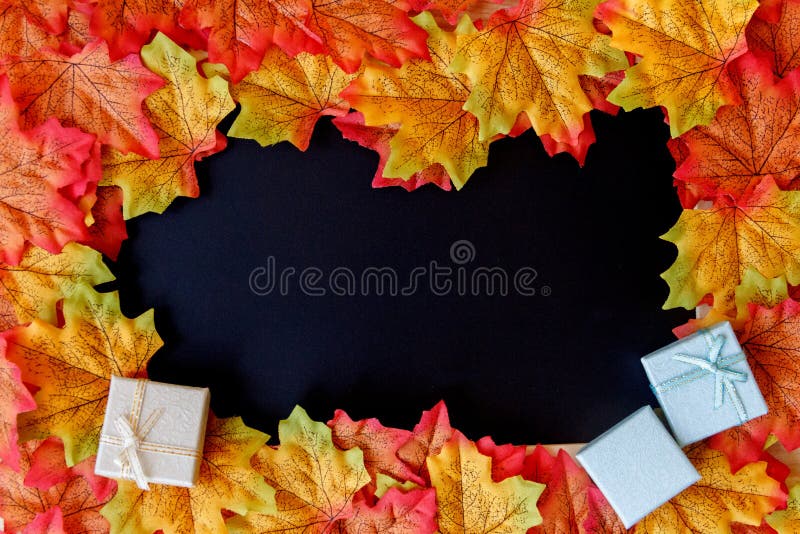 Maple Leaf and Free Space for Text with Black Background Stock Image ...