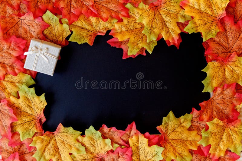 Maple Leaf and Free Space for Text with Black Background Stock Image ...