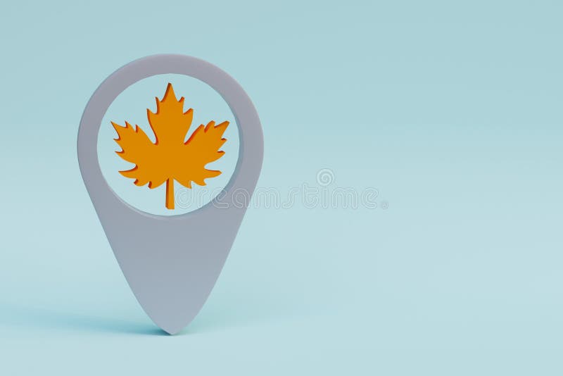 Maple Leaf Location or Geolocation Icon, 3d Render Stock Illustration ...