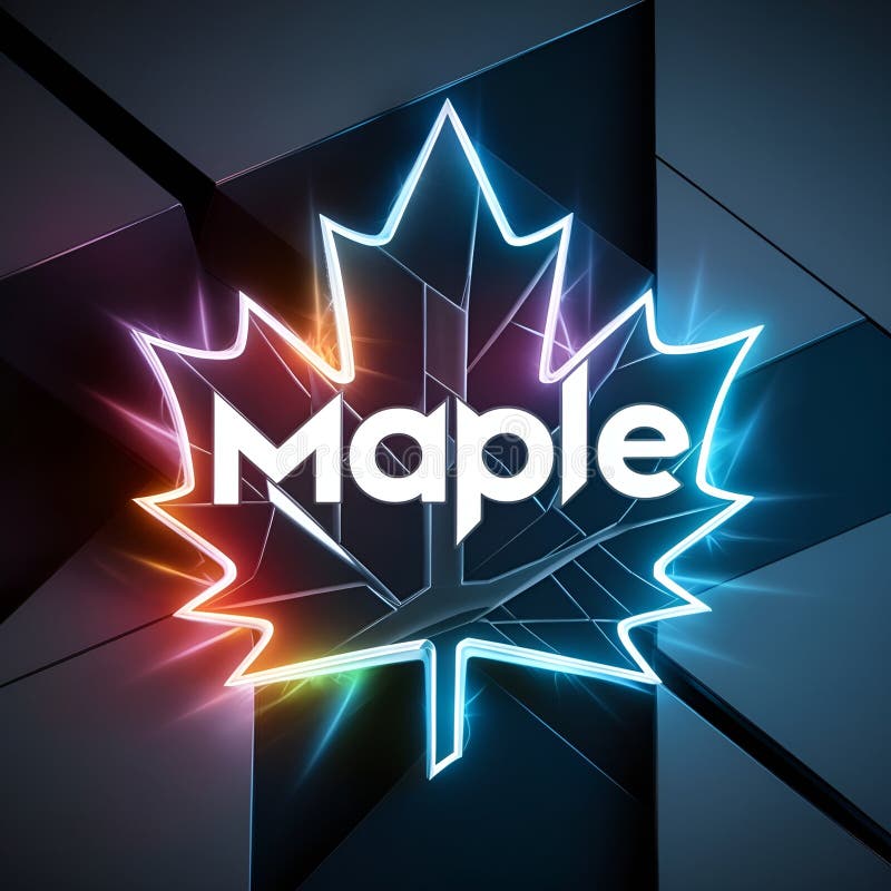 Maple Leaf Logo with "Maple" Text Decorated with RGB Lighting. Stock ...
