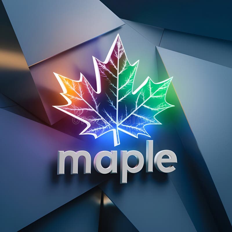 Maple Leaf Logo with "Maple" Text Decorated with RGB Lighting. Stock ...