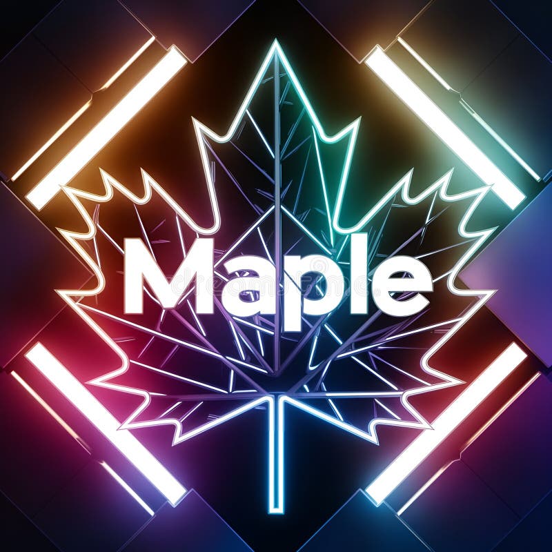 Maple Leaf Logo with "Maple" Text Decorated with RGB Lighting. Stock ...