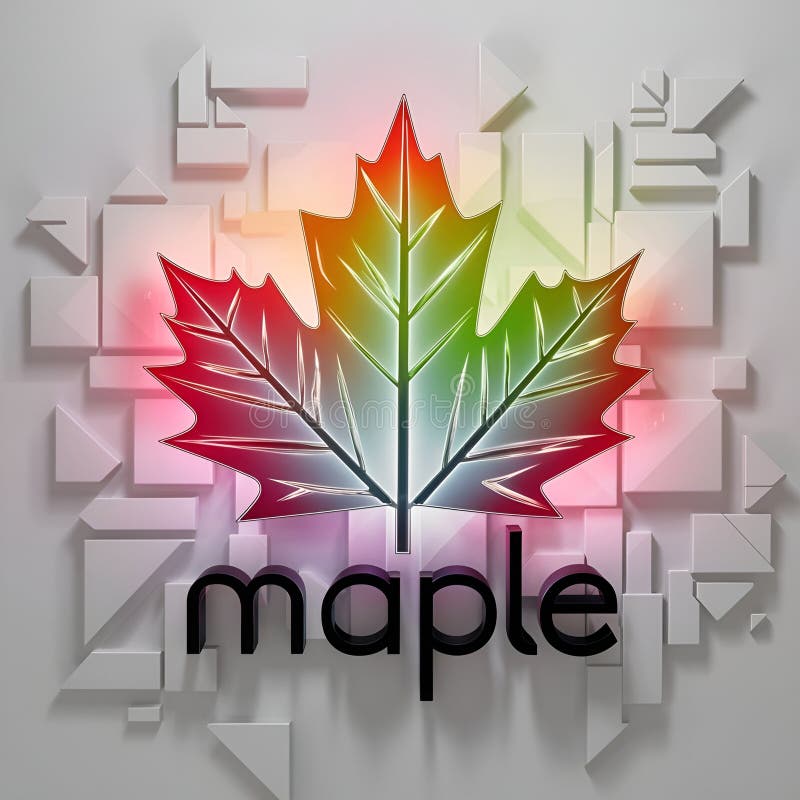 Maple Leaf Logo with "Maple" Text Decorated with RGB Lighting. Stock ...
