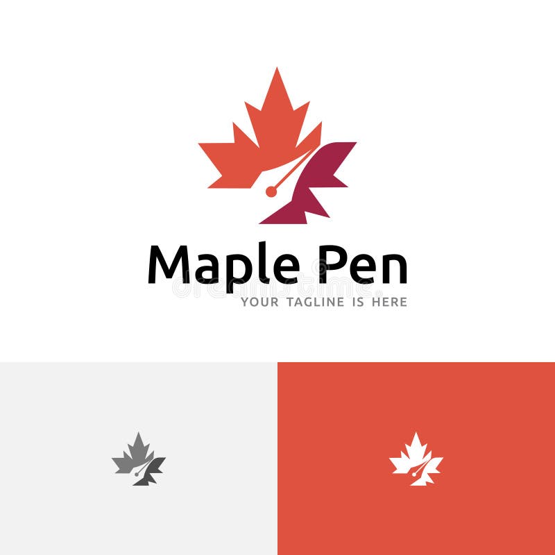 Maple Leaf Pen Education Writing School Logo Stock Vector ...