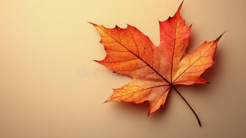Maple Leaf Placed on the Left Against a Dark Beige Backdrop Stock ...
