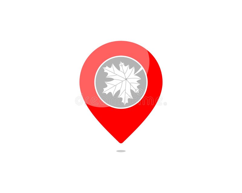 Maple Leaf in the Point Location Logo Stock Illustration - Illustration ...