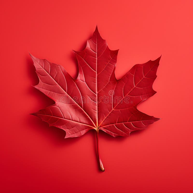 Maple Leaf on a Red Background . AI Generated Stock Illustration ...