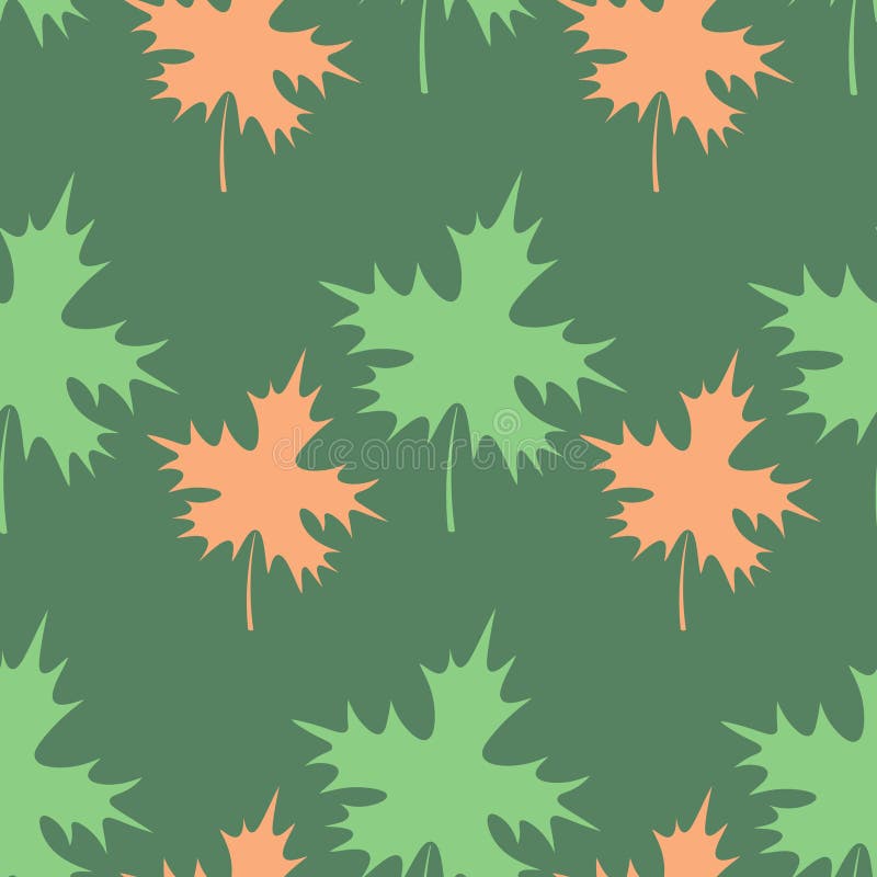 Maple Leaf. Repeating Pattern. Green Background. Continuous Ornament of ...