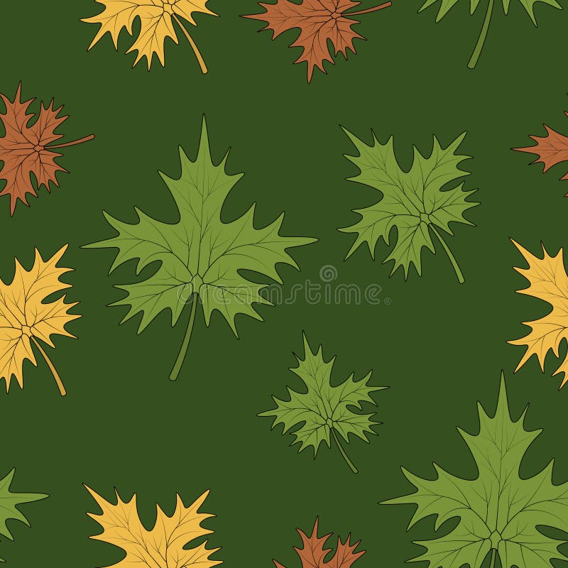 Maple Leaf. Repeating Pattern. Part of Tree with Veins. Green ...