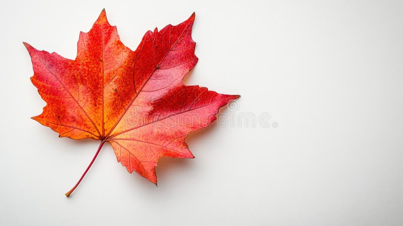 Maple Leaf Resting on the Left Side with White Background Stock ...