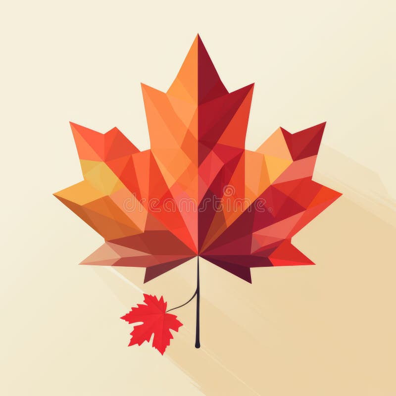 Geometric Canadian Maple Leaf Illustration in Abstract Minimalist Style ...