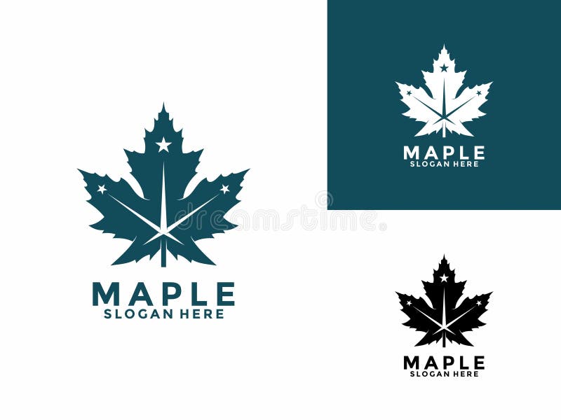 Maple Leaf with Star Logo Design Vector Illustration, Maple Canada ...