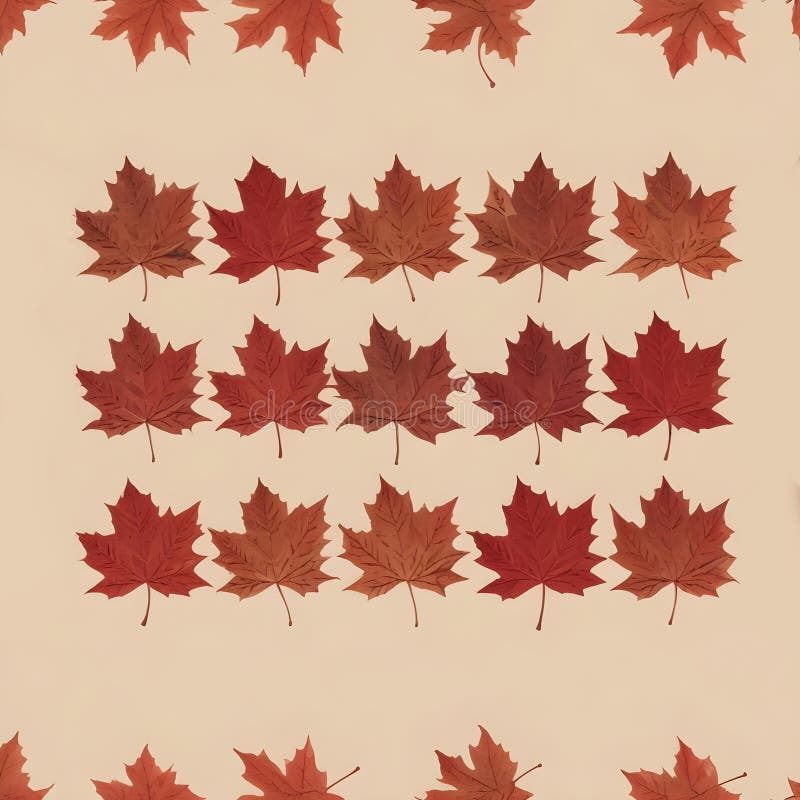 Maple Leaves Add Text on Each Leaf Repeating Pattern Red Brown Beige ...