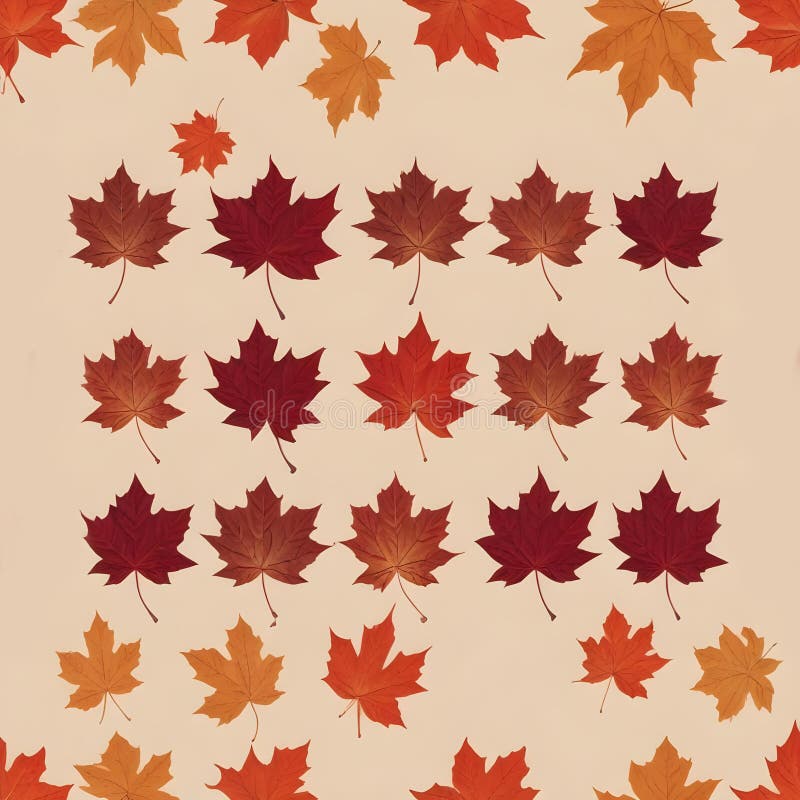 Maple Leaves Add Text on Each Leaf Repeating Pattern Red Brown Beige ...