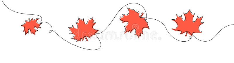 Maple Leaves on a Curved Line Stock Illustration - Illustration of ...