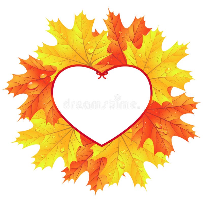 Maple Leaves in the Frame in the Shape of Heart Stock Vector ...