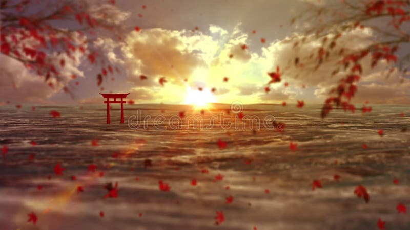 Maple Leaves Land Scape Sun Rise Loop Animation Stock Video - Video of ...