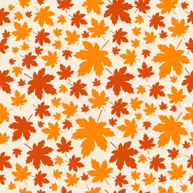 Colorful Floral Leaves Seamless Pattern, Hand Drawn Maple Leaves ...