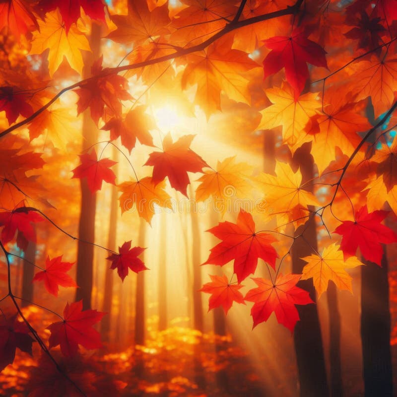 Maple Leaves Showcasing Changing Fall Colors in a Beautiful Autumn ...