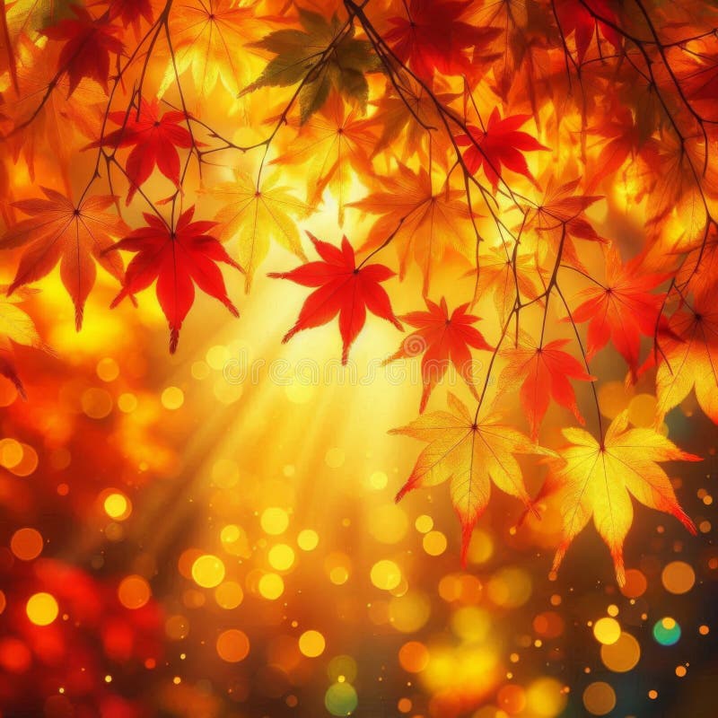 Maple Leaves Showcasing Changing Fall Colors in a Beautiful Autumn ...