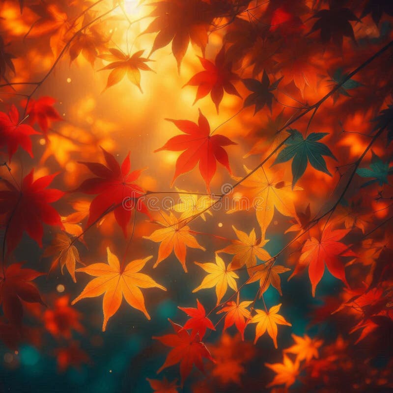Maple Leaves Showcasing Changing Fall Colors in a Beautiful Autumn ...