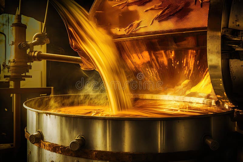 Maple Sap Evaporator in Motion, with Clear and Golden Liquid Draining ...