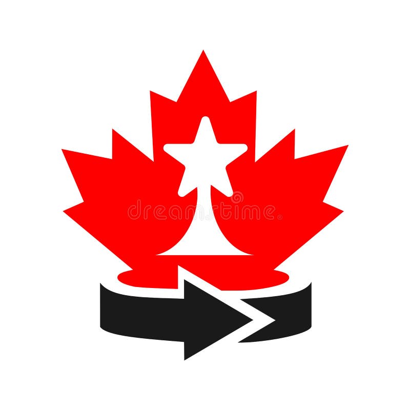 Maple Star Logo Design. Canadian Red Maple Leaf with Star Concept Stock ...