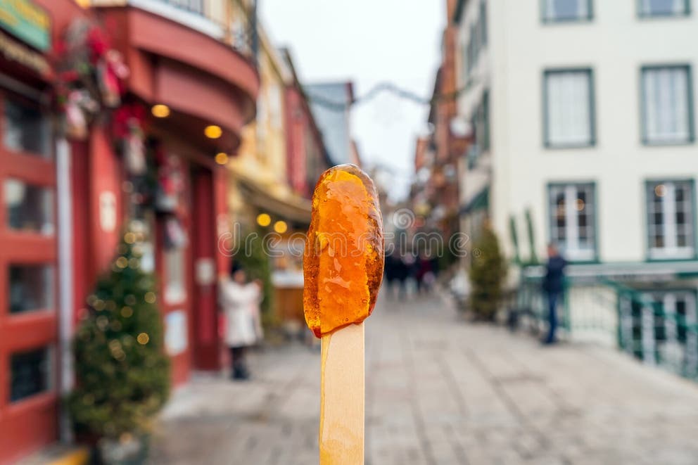 Maple Syrup Candy on Stick in Quebec City Stock Photo - Image of sugar ...