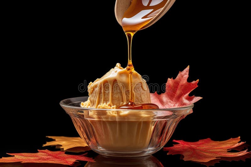 Maple Syrup Cascading Onto a Scoop of Ice Cream Stock Illustration ...