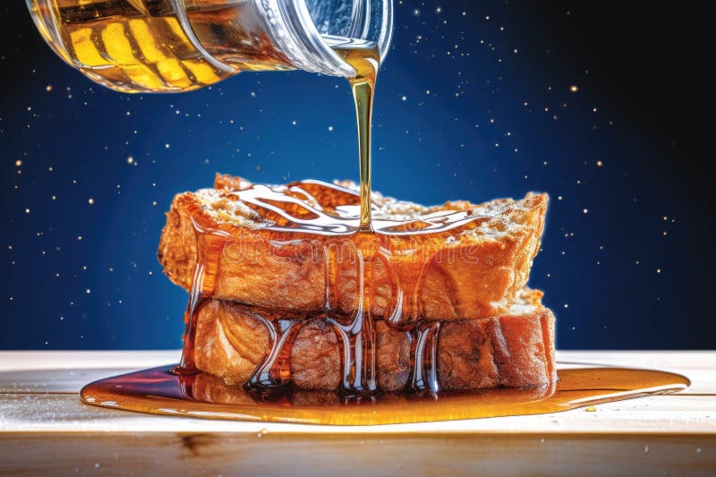Maple Syrup Drizzling Onto a Slice of French Toast Stock Illustration ...