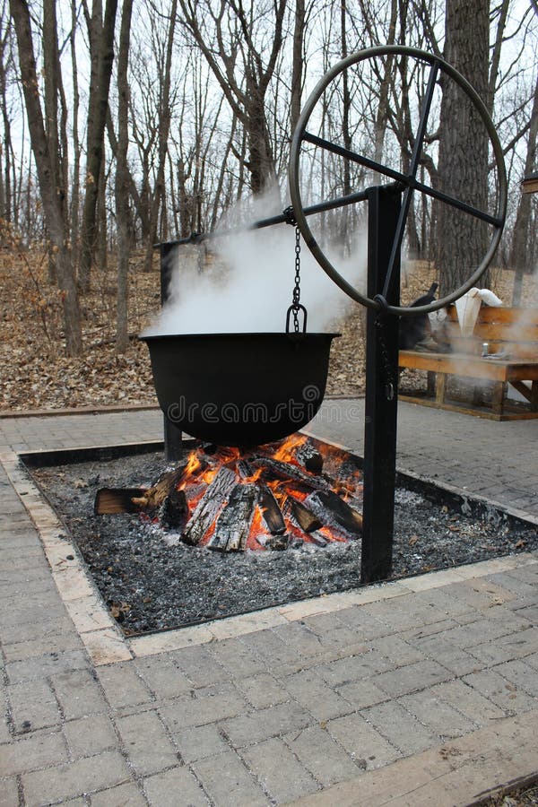 Maple Syrup Kettle stock image. Image of fire, smoke - 82734917
