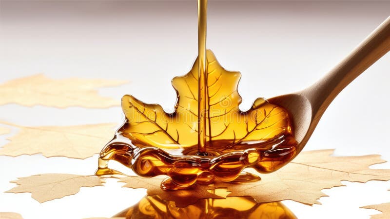 Maple Syrup Pouring on Spoon. Generative AI Stock Illustration ...